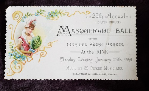 Beautiful Victorian Masquerade Ball Invitation, Jan 1891. | eBay