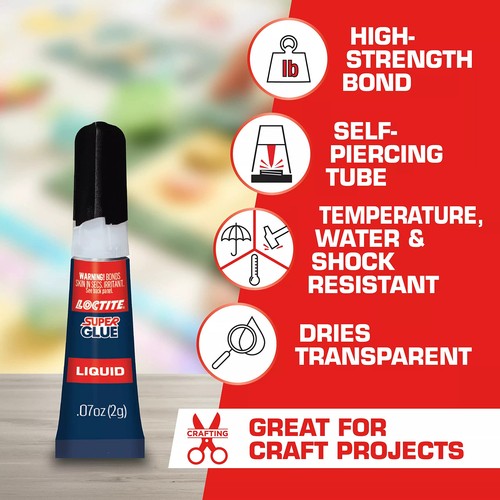 Loctite Super Glue Liquid 0.07 oz Fast Dry Clear Invisible Adhesive ...