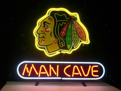 New Chicago Blackhawks Man Cave 14"x10" Neon Sign Lamp Light With ...