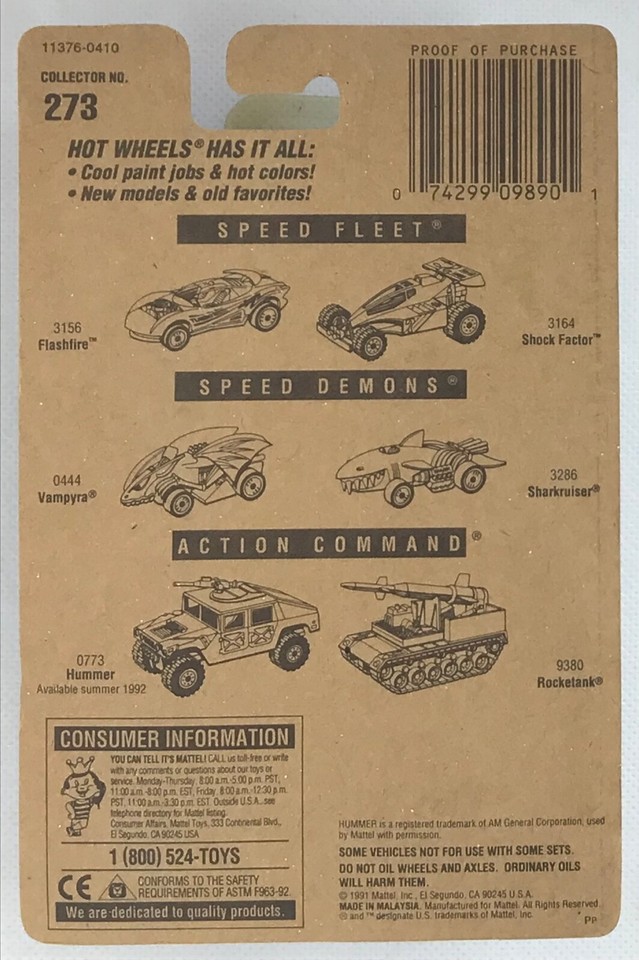 1994 Hot Wheels Blue Card Main line Tail Gunner White CT Wheels #273 ...