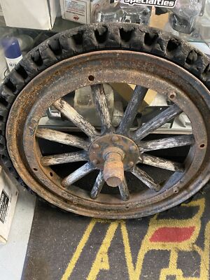 Model T Wood Spoke Wheel Solid Tire Military VTG Heavy Equipment Truck ...
