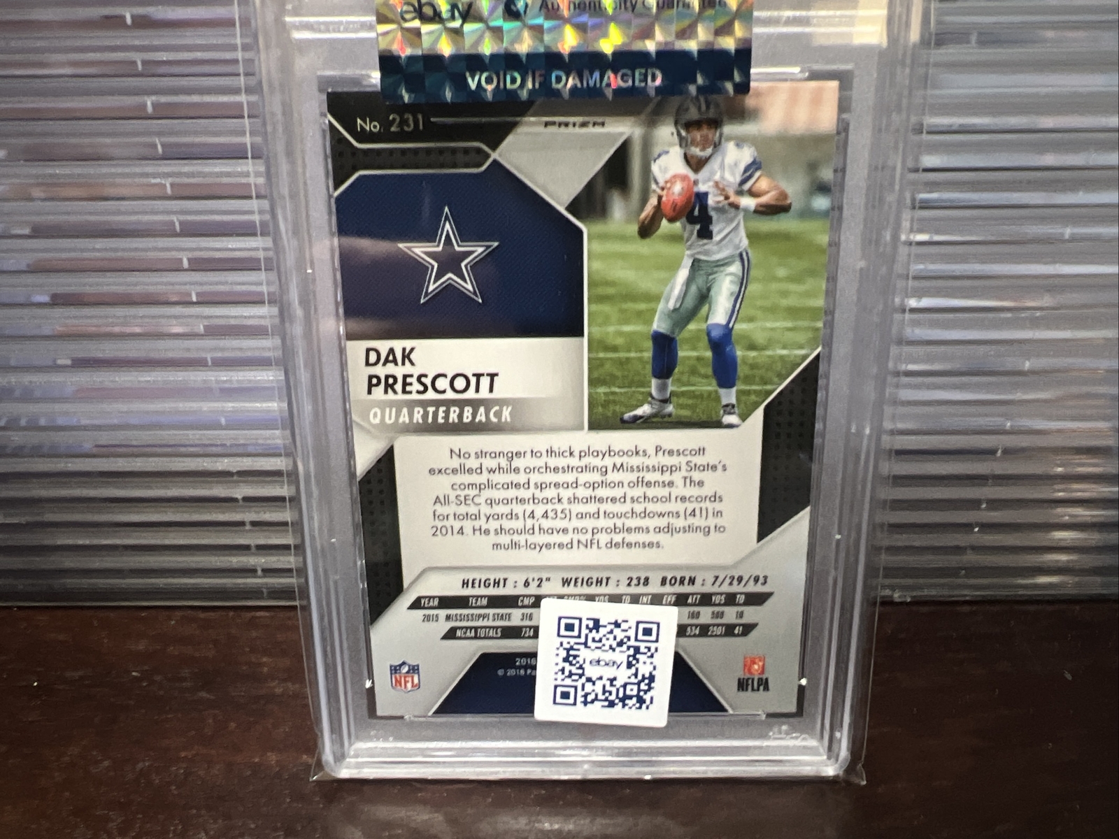 2016 Dak Prescott Rookie Card PSA 10 Silver Prizm Gem Mint #231 RC ...