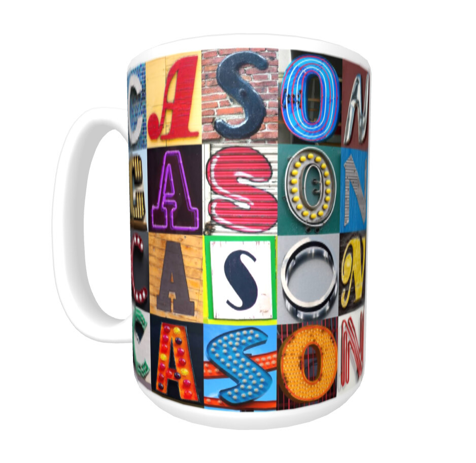 CASON Coffee Mug / Cup featuring the name in photos of sign letters | eBay