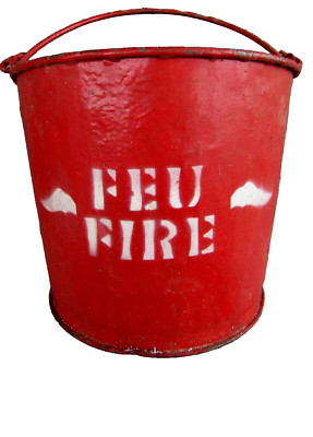 ANTIQUE RED GALVANIZED ROUND BOTTOM FEU FIRE BUCKET | eBay