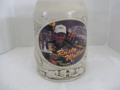 Vintage Rusty Wallace Miller Genuine Draft Ford NASCAR Ceramic Beer ...