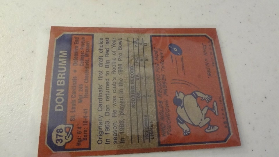 1973 TOPPS # 378 DON BRUMM FOOTBALL CARD | eBay