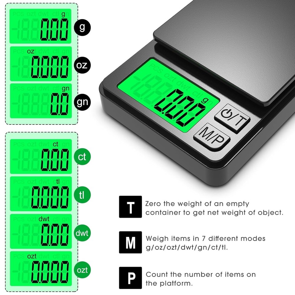 Mini Digital Scale 1000G X 0.01G Precision Gram Scale Pocket Scale ...