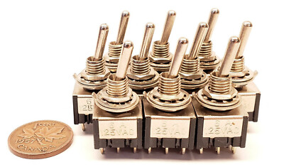 10 Pack DPDT Toggle Switch 6A 125VAC Break Before Make Hole Mount ON-ON ...
