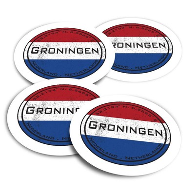 4x Vinyl Stickers Groningen Netherlands Flag Circle #59203 | eBay UK