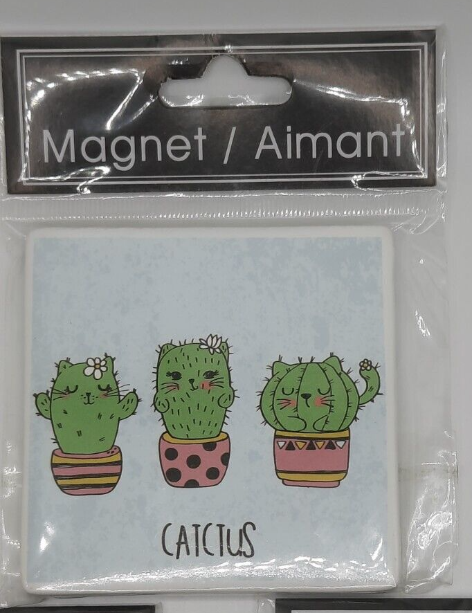 Ceramic Cat Refrigerator Magnets MEOW, STAY MEOWGICAL & CATCTUS New | eBay
