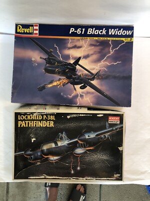 Vintage Revell P-61 & Academy Minicraft Lockheed P-38L Pathfinder Model ...