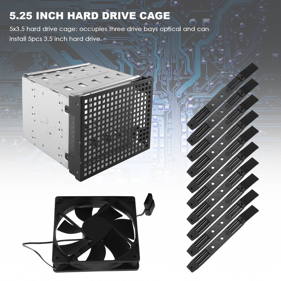Storage Expansion Hard Drive Cage DIY Hard Drive Disk Cage Rack 5.25 ...