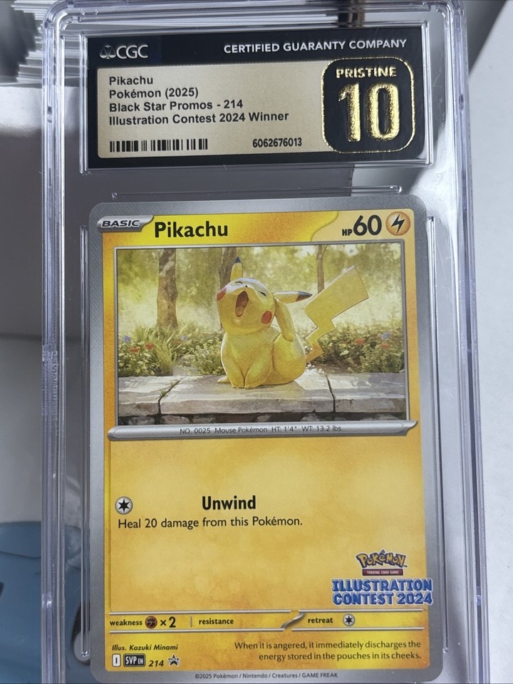 CGC Pristine 10 Pikachu Pokemon Card #214 Black Star Promo Illustration ...