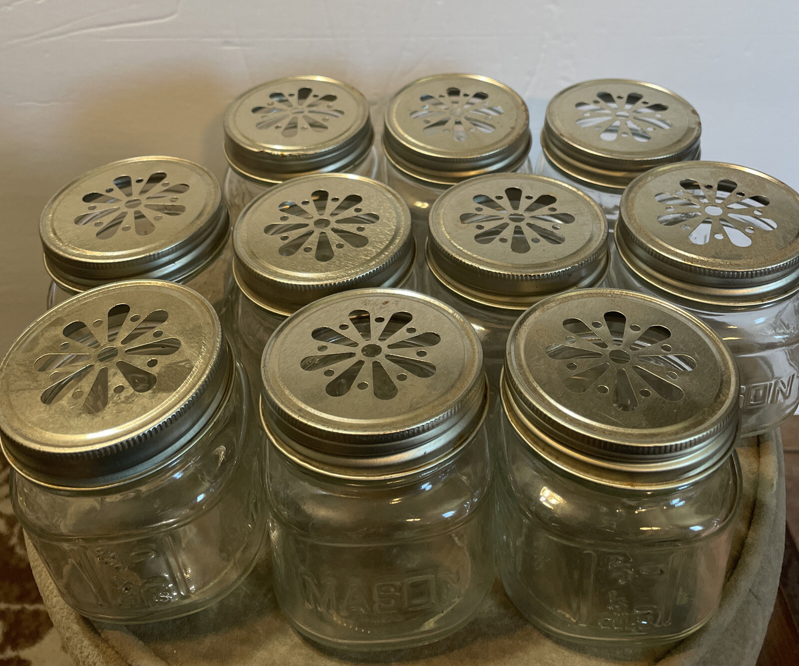 10PCS Small Mason Jars 8oz Glass Arts Storage Smelly Jelly Lids Empty ...