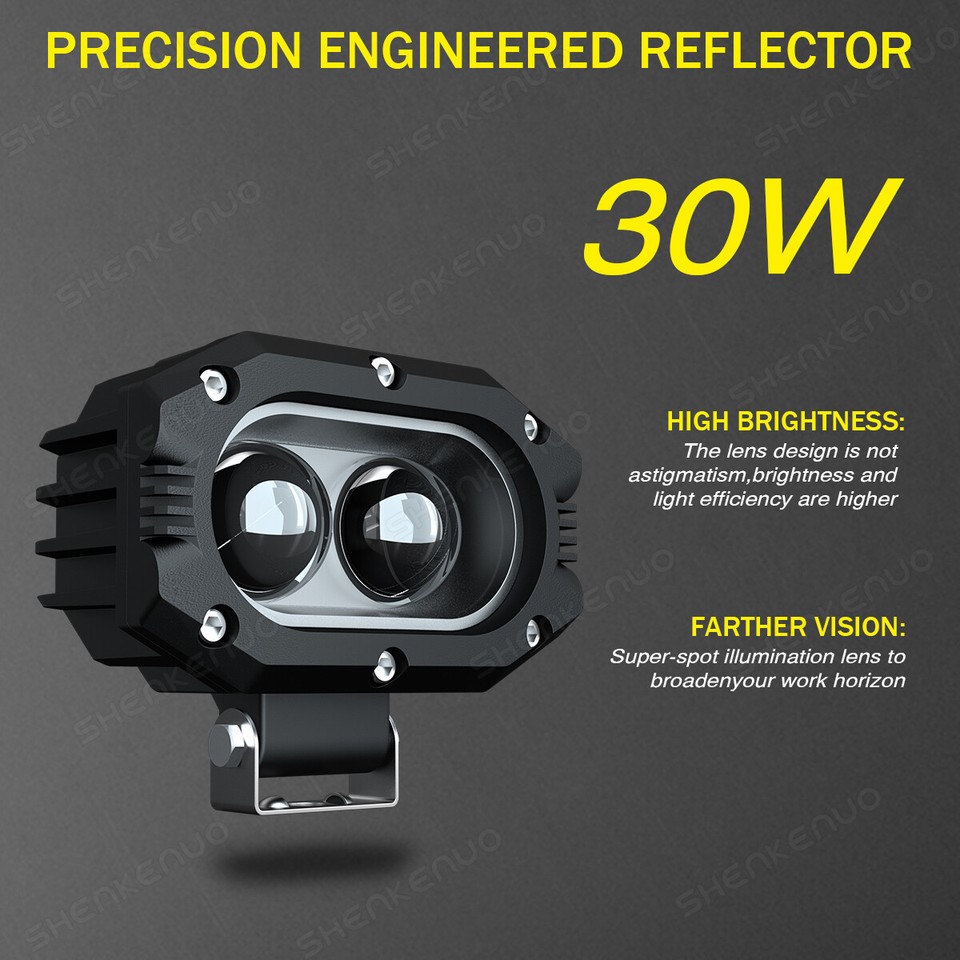 1Pc 4inch 30W LED Spot Beam Cube Fog Work Lights Pods Off Road SUV ATV ...