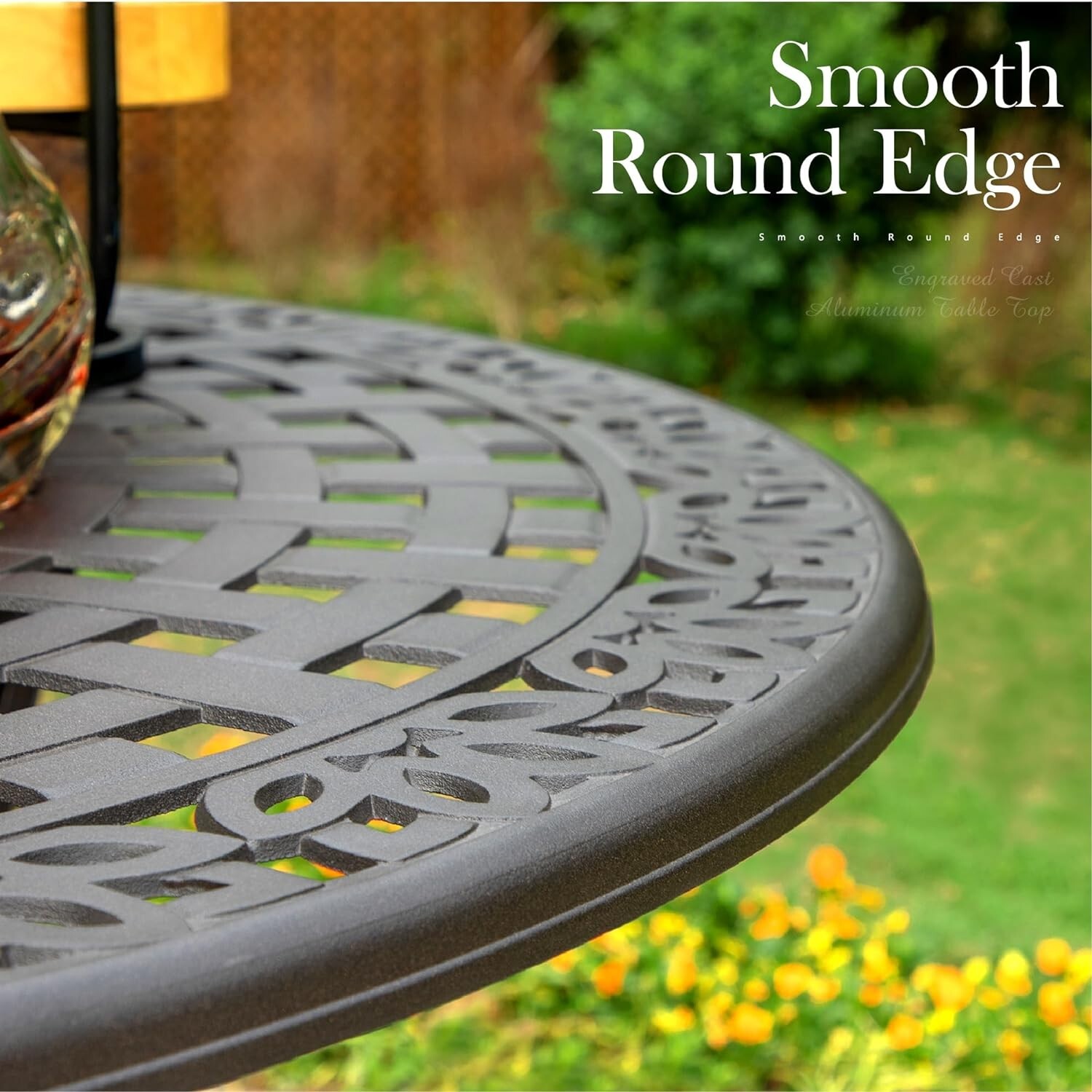 Patio Dining Table Cast Aluminum Outdoor Table Round Table for 6 Person ...