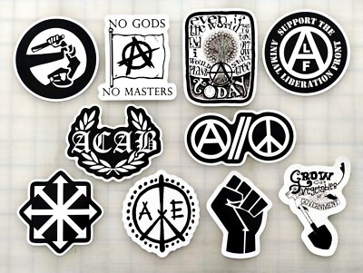 Anarchist Political Government Sticker Pack (10) SET 2 anarchy ,women ...