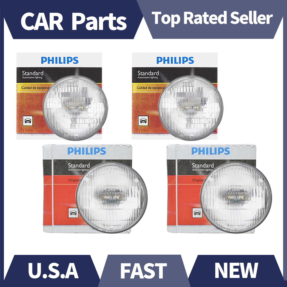 H5001+H5006 Philips 4X Headlight Bulb Hi/lo Beam Fits 1959-1970 Electra ...