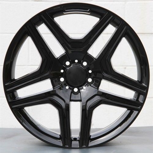 22" ML63 AMG STYLE GLOSS BLACK WHEELS RIMS FITS MERCEDES BENZ GL GL450 ...