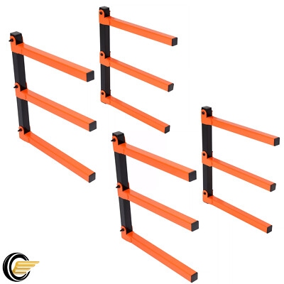 4PCS 3-Level Lumber Storage Rack Wood Organizer Wall-Mounted 110lbs ...