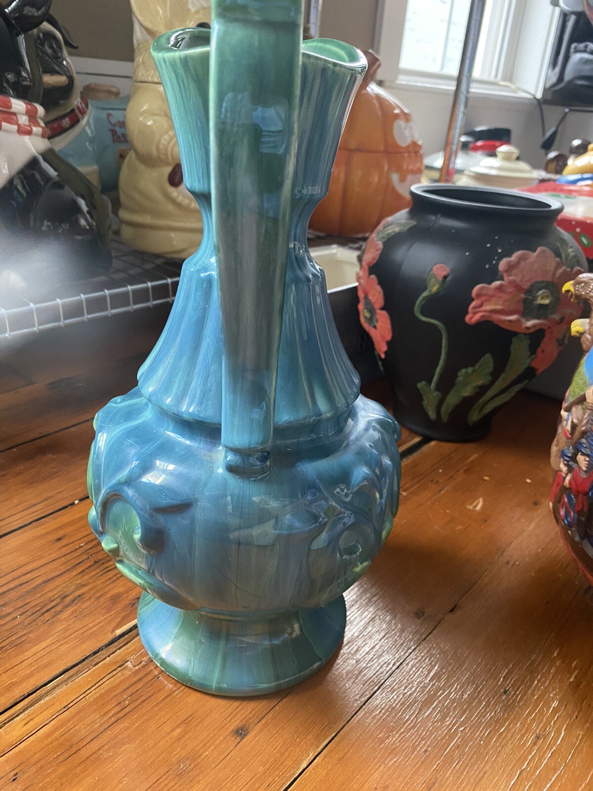 Vtg Mid Century Royal Haeger 8182 Retro Blue/Green Vase Pitcher Art ...