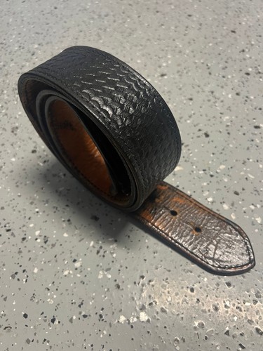 Tex Shoemaker & Son N42 Size 42 Black Leather Belt Basketweave - No ...