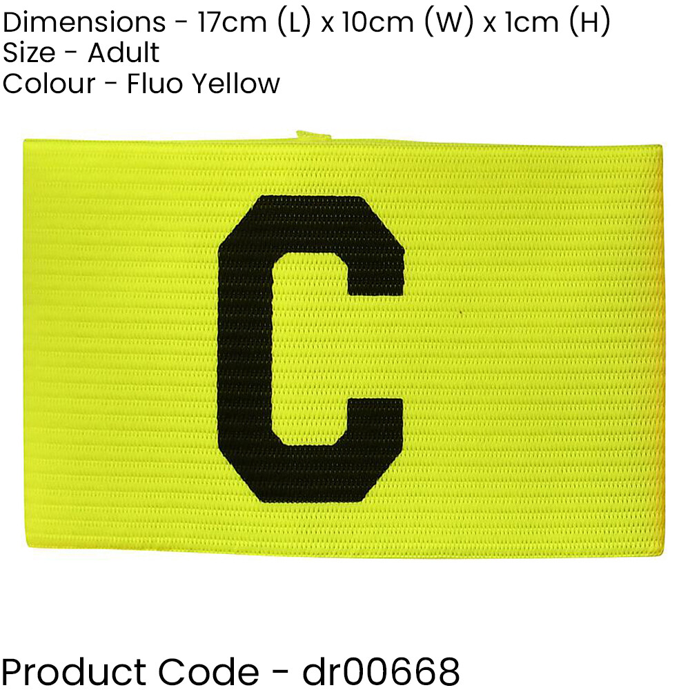 Adult Captains Armband - FLUO YELLOW - Football Rugby Sports Arm Bands ...