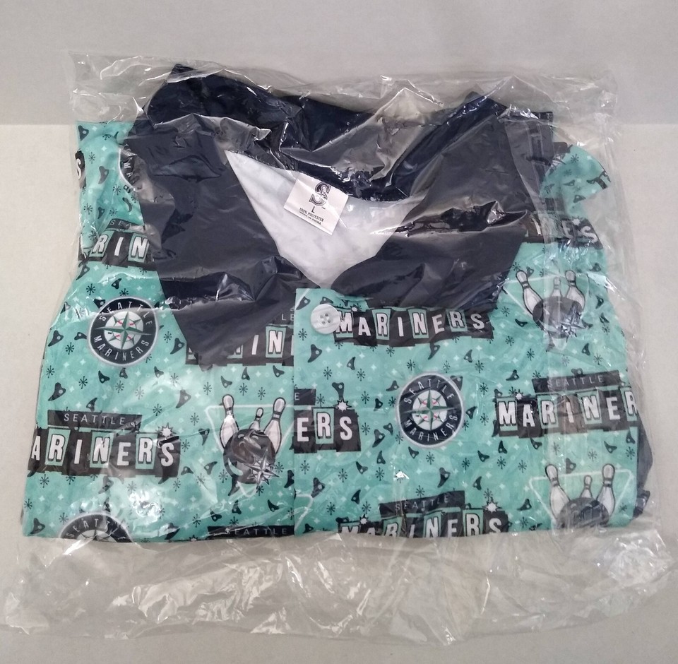New Seattle Mariners Bowling Day Promo Only Men's L Button Polo Shirt ...
