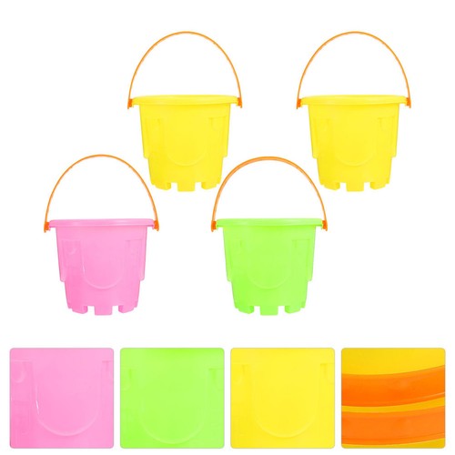 4 Pcs Kids Plastic Mini Beach Bucket Toy Child Sand Bucket Toys Set ...