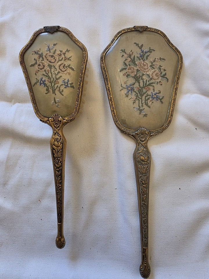 Vintage Floral Design Engraved Hairbrush & Mirror Set | eBay UK
