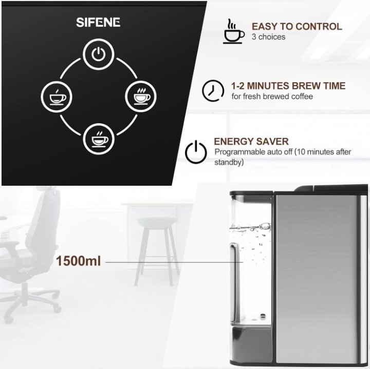 SIFENE KC101 3-in-1 Single Serve Pod Coffee / Tea Machine (Black) Open ...