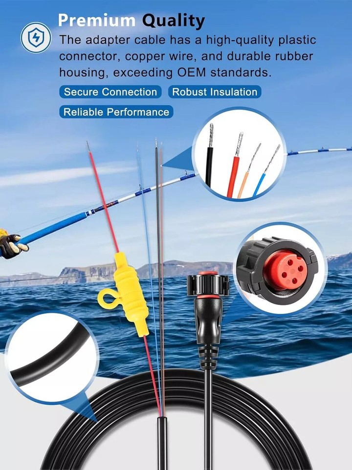 For Garmin EchoMAP Ultra 102sv 106sv 122sv 126sv Power/Data Cable 010 ...