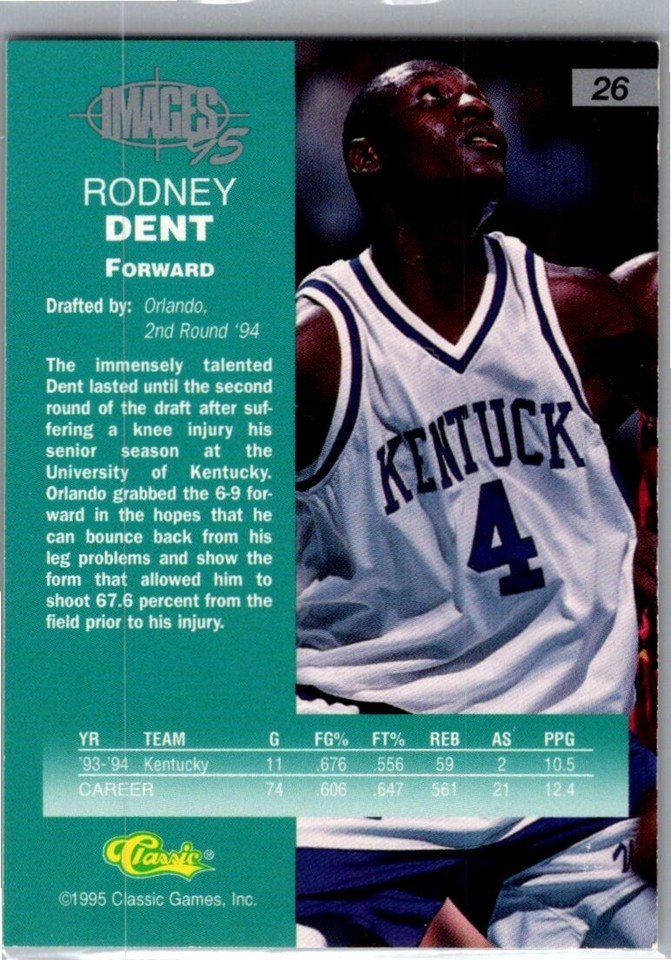 1995 Classic Images Four Sport Rodney Dent #26 | eBay