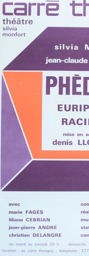 PHEDRE EURIPIDE RACINE DENIS LLORCA POSTER THEATRE CARRE THORIGNY PARIS ...
