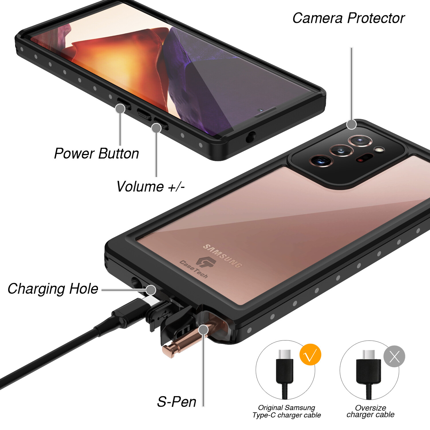 For Galaxy Note 20 /20 Ultra 5G Life Waterproof Shockproof Case Screen ...