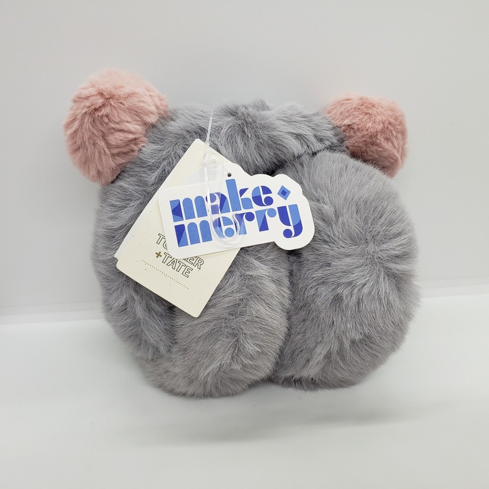 NWT Faux Fur Bear Ear Muffs Grey Pink Cute Kawaii Fuzzy Headwear Tucker ...