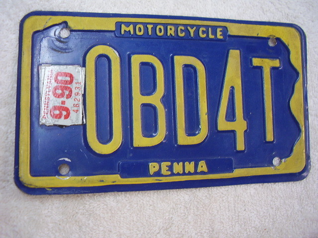 1990 PENNSYLVANIA MOTORCYCLE LICENSE PLATE OBD4T | eBay
