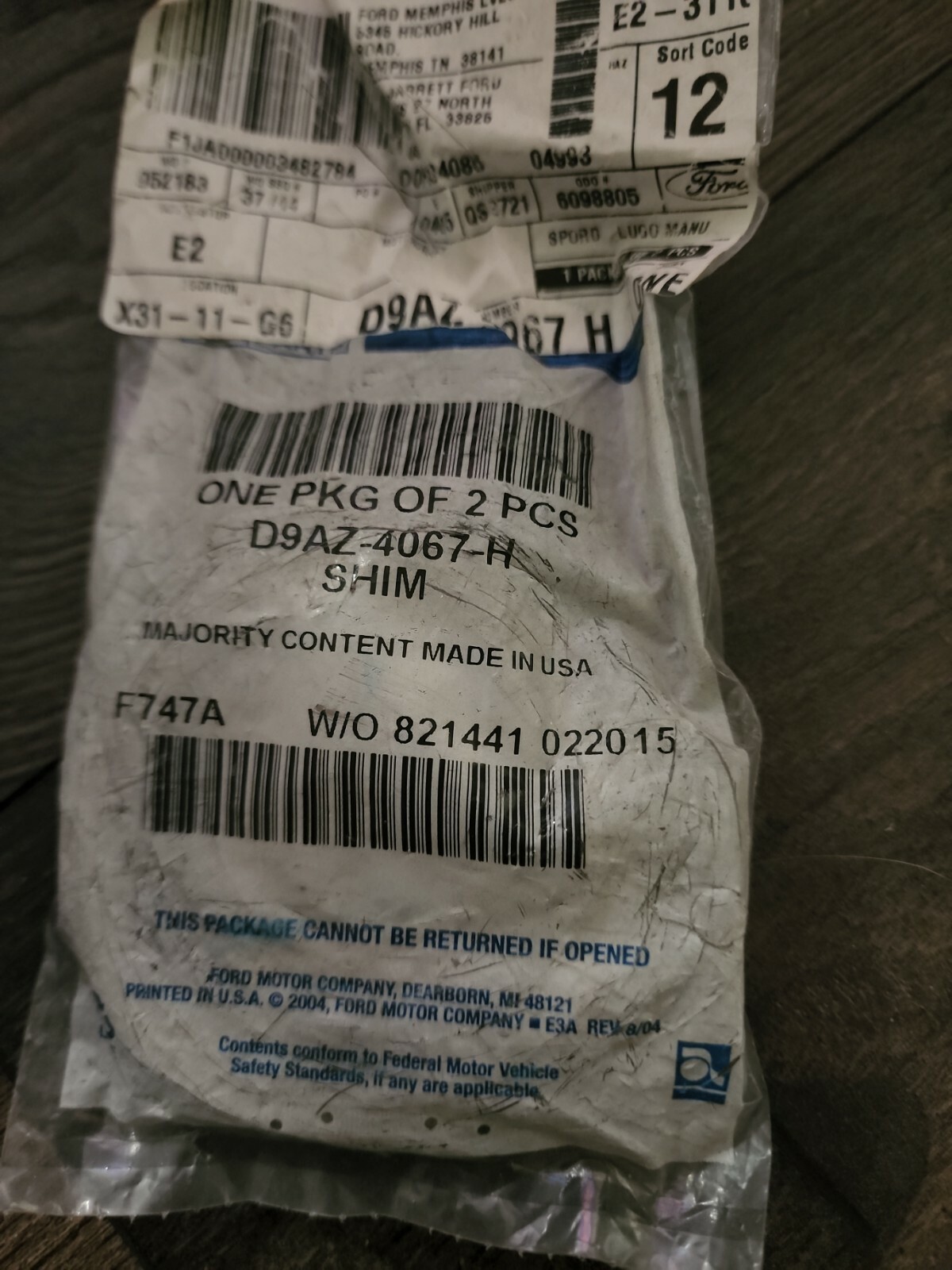 FORD D9AZ-4067-H SHIM DIFFRENTIAL DRIVING GEAR FACTORY OEM 07-17 ...