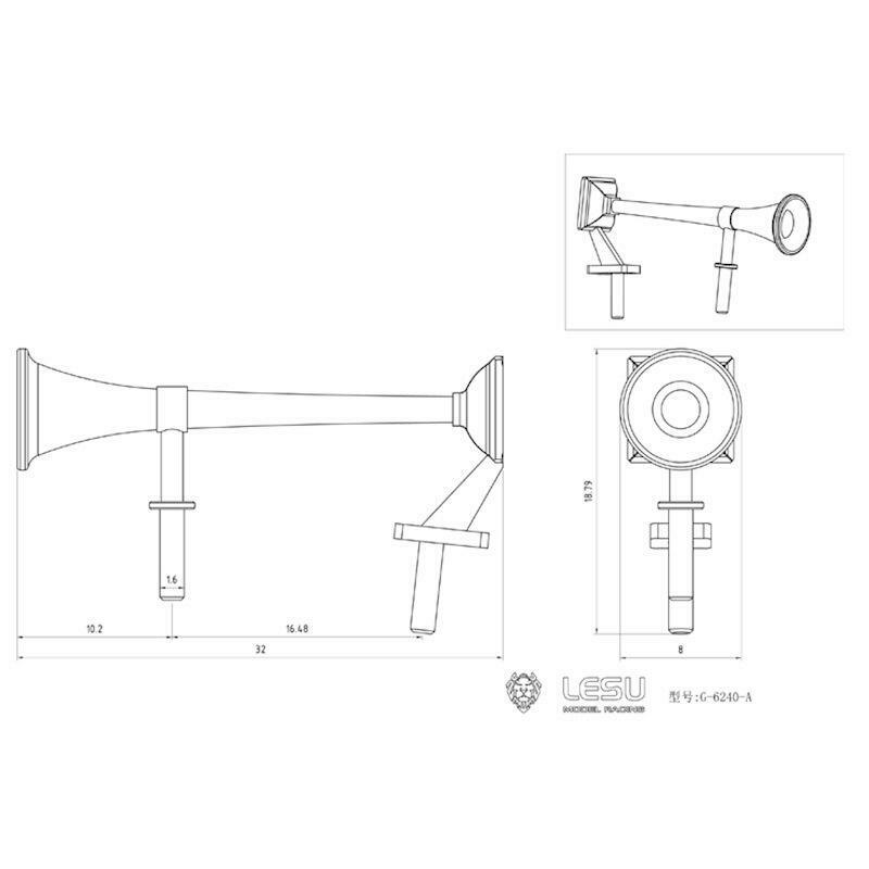 LESU Metal Trumpet Whistle Horn A for 1/14 RC Tamiye FH16 Tractor Truck ...