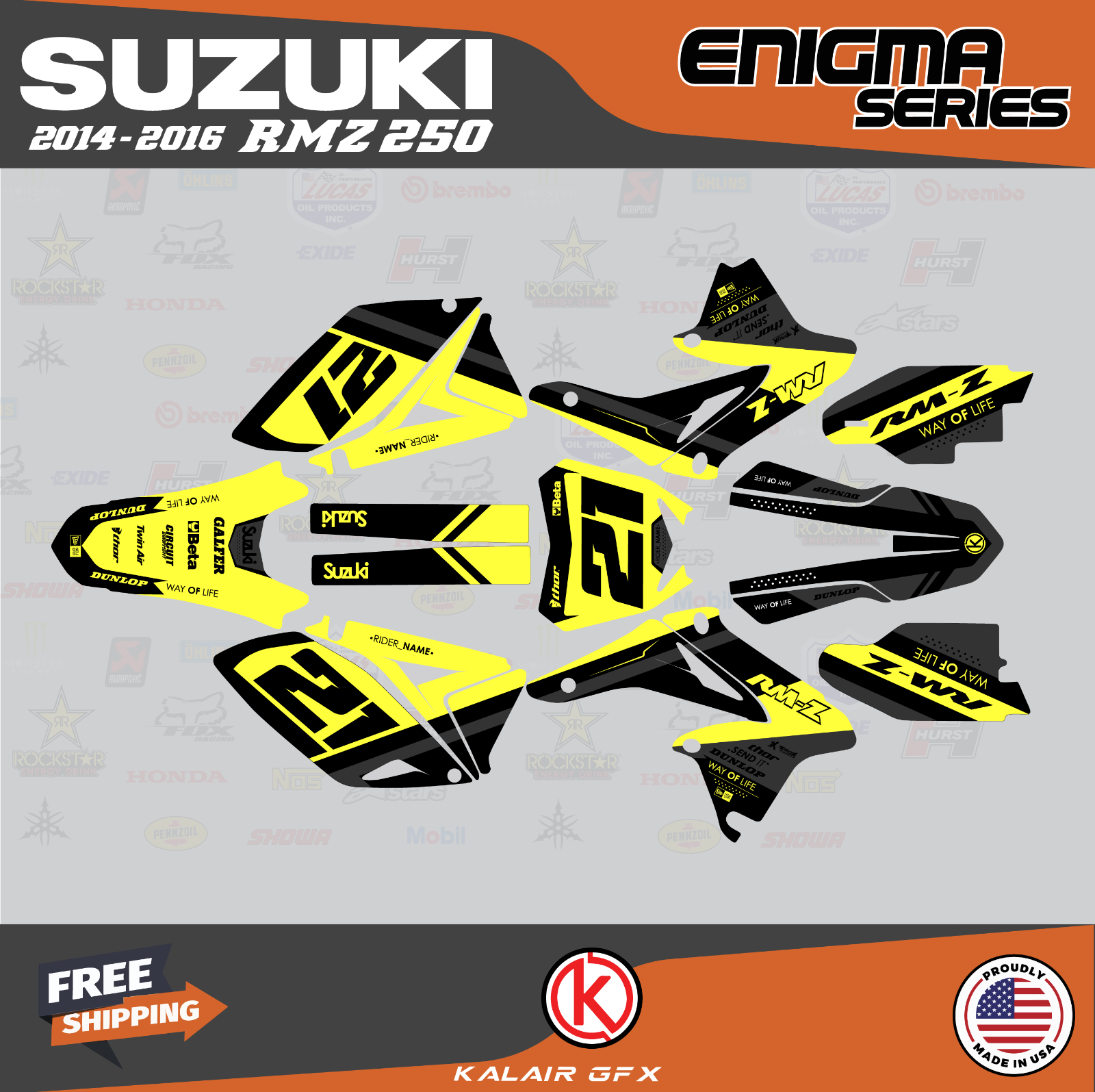 Graphics Decal Kit For Suzuki RMZ250 RMZ 250 2014 2015 2016 ENIGMA ...