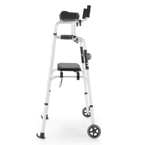 Costway Foldable Aluminum Alloy Walker Wheel Walking Frame W/ Seat ...