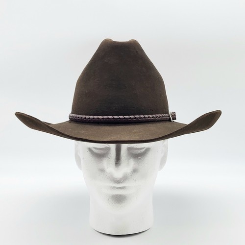Vtg Stetson 4X Drift Wood Felt Cowboy Hat With Braided Leather Hatband ...