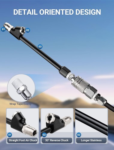 Air Chuck Set, 1/4" FNPT Extended Reach Dual Head Straight Foot | eBay