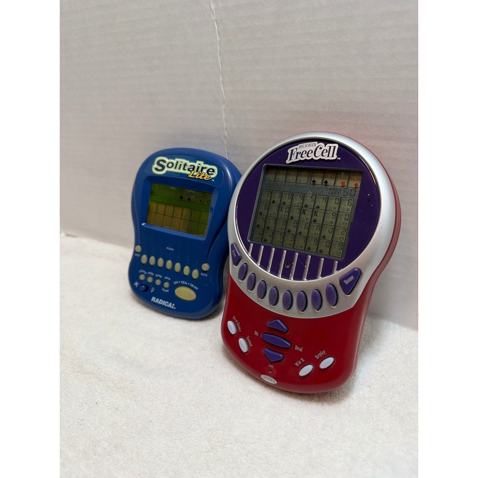 Lot of 2 Radica Solitaire Lite & Free Cell Handheld Electronic Card ...