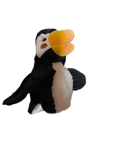 Folkmanis Little Puffin Hand Puppet Plush 7.5" Bird Black Wings ...