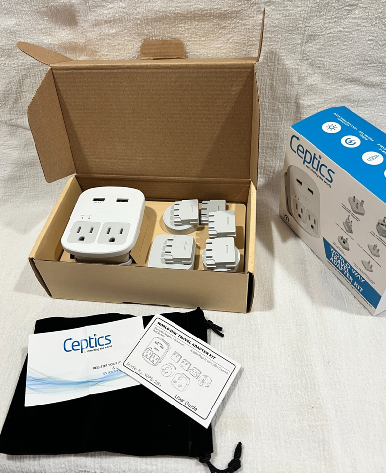 Ceptics World Travel Adapter Kit - QC 3.0 2 USB + 2 US Outlets, Surge ...