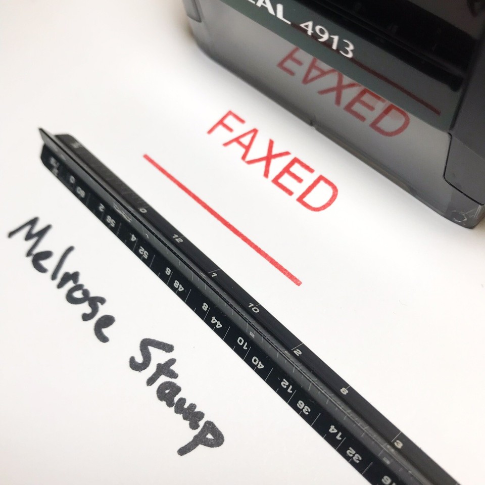 Faxed With Line Rubber Stamp Red Ink Ideal 4913 | eBay