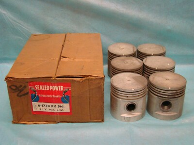 Nash 195.6 196 Piston Set STANDARD 6 ea NORS USA Made Statesman Rambler ...