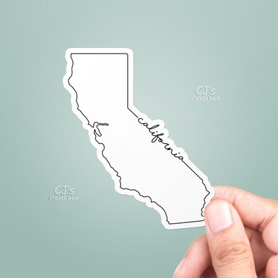 California Cursive State Outline Vinyl Sticker - Vinyl Decal, Laptop ...