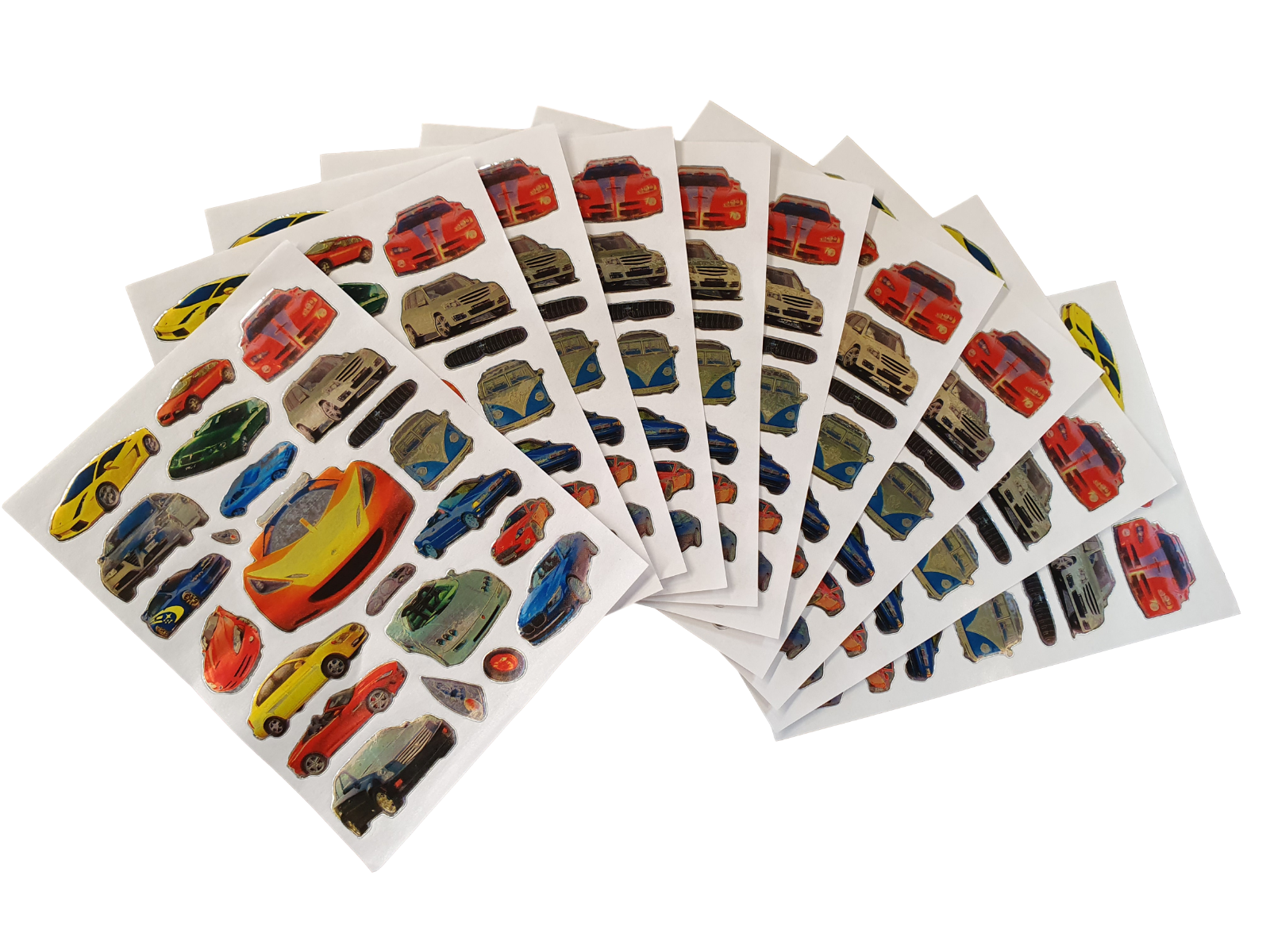 10 SHEETS METALIC SPORTS CARS REWARD SCRAP BOOK STICKERS 100+ PER PACK ...